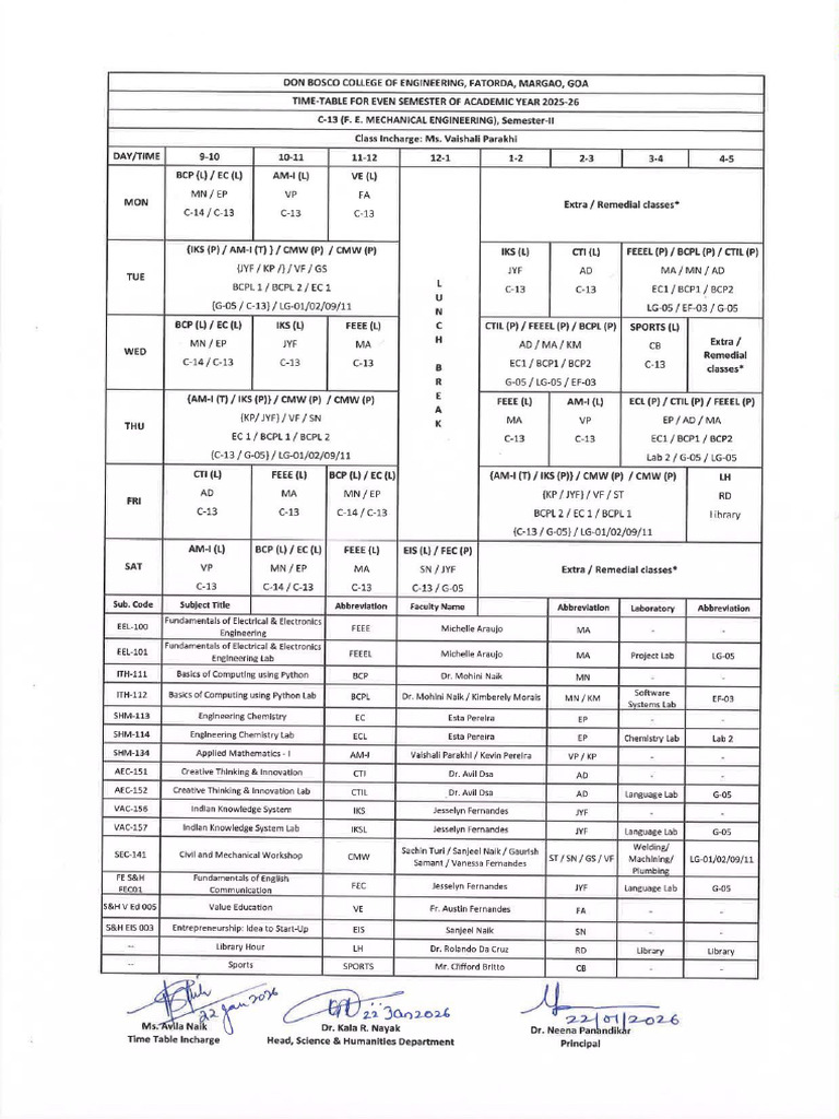 Time Table | PDF
