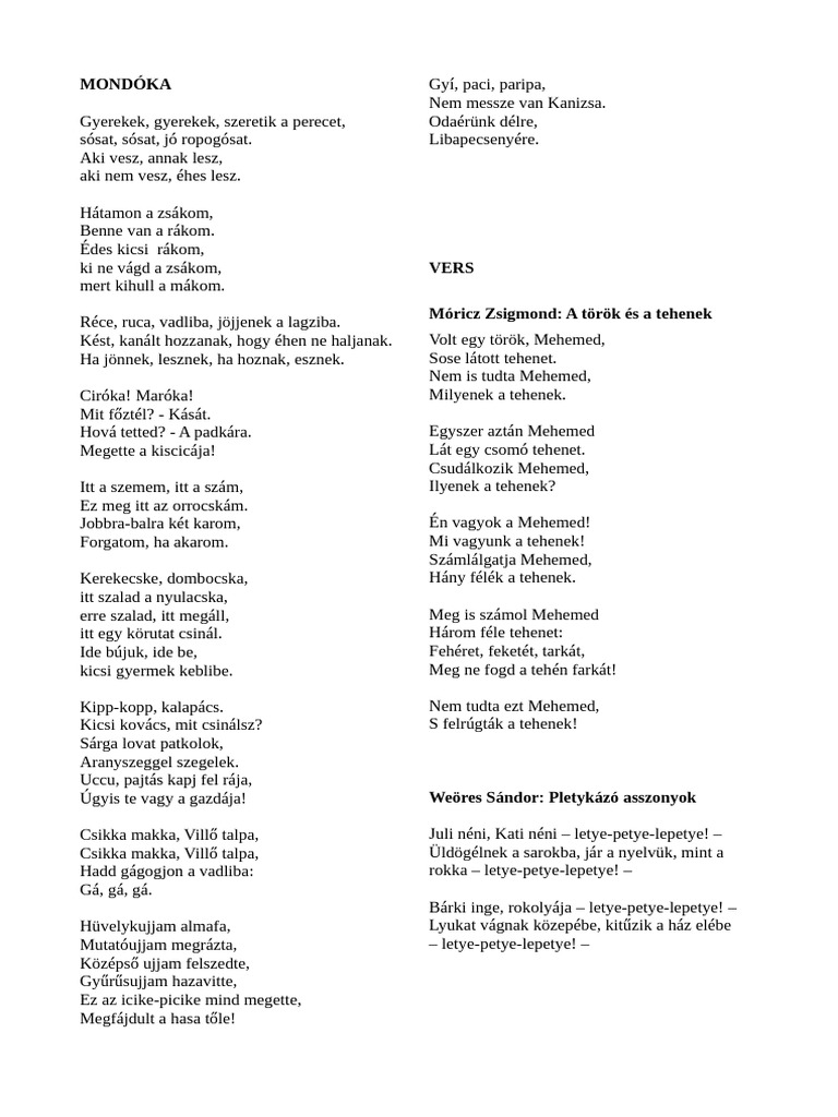 Mondóka-Vers | PDF