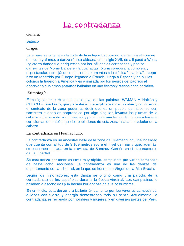La Contradanza | PDF | Bailes | Las artes escénicas