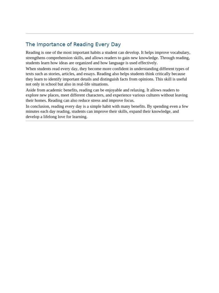 The Importance of Reading Every Day | PDF