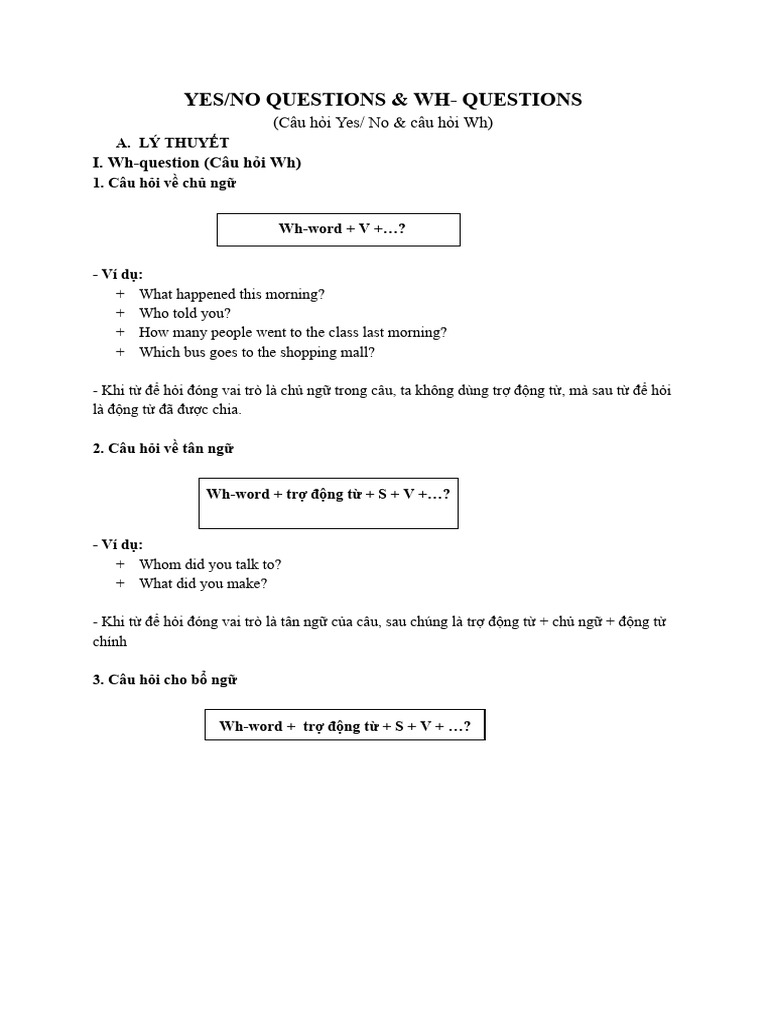 [u4] Yes_no Questions & Wh- Questions | PDF
