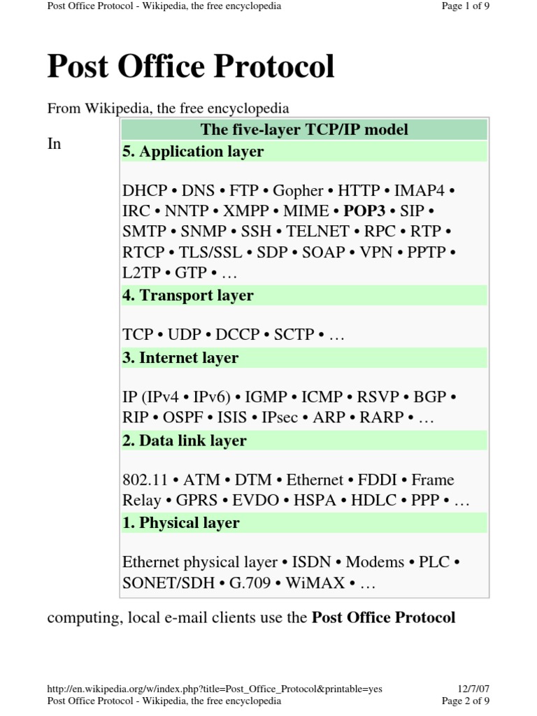 Post Office Protocol POP | PDF | Internet Protocols | Online Services