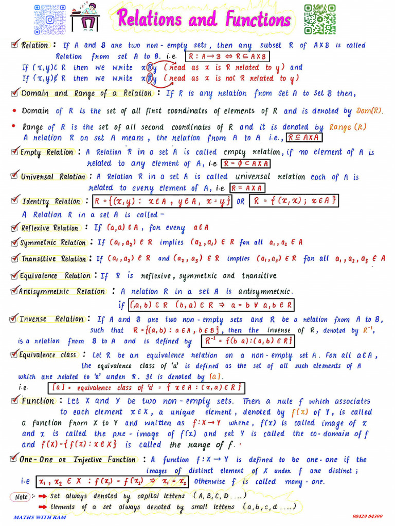Maths Class12 Formula Sheet Mathswithram | PDF