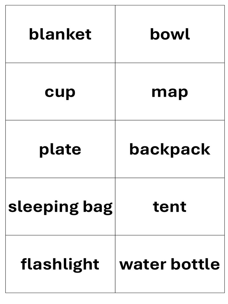 Camping Words Cards | PDF