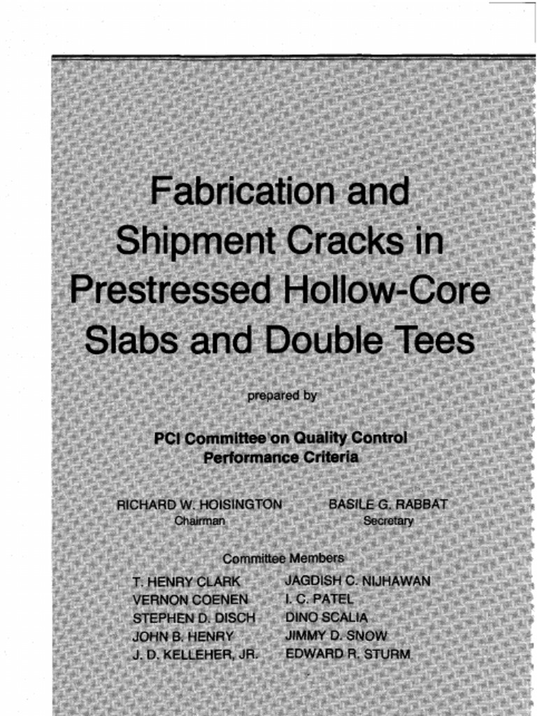 Fabrication and Shipment Cracks in Prestressed Hollow-Core Slabs and ...