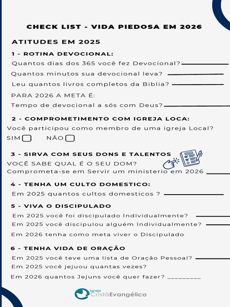 Check List - Vida Mais Piedosa em 2026 | PDF