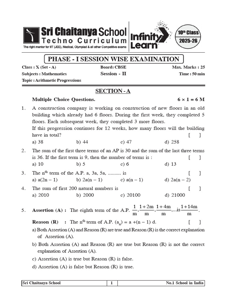 PH - I Cbse Math Session - II (Set - A) | PDF | Mathematics | Chess Theory