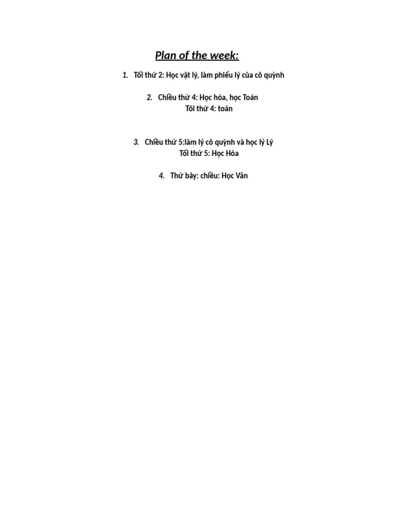 Plan of The Week | PDF