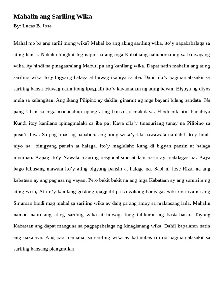 Mahaling Ang Sariling Wika | PDF