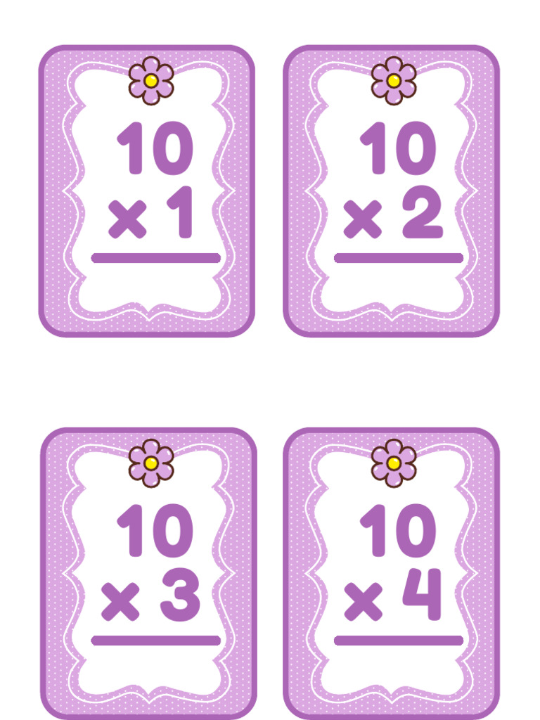 Multiplication Mathematics Flashcards in Pink Cute Illustrative Style ...