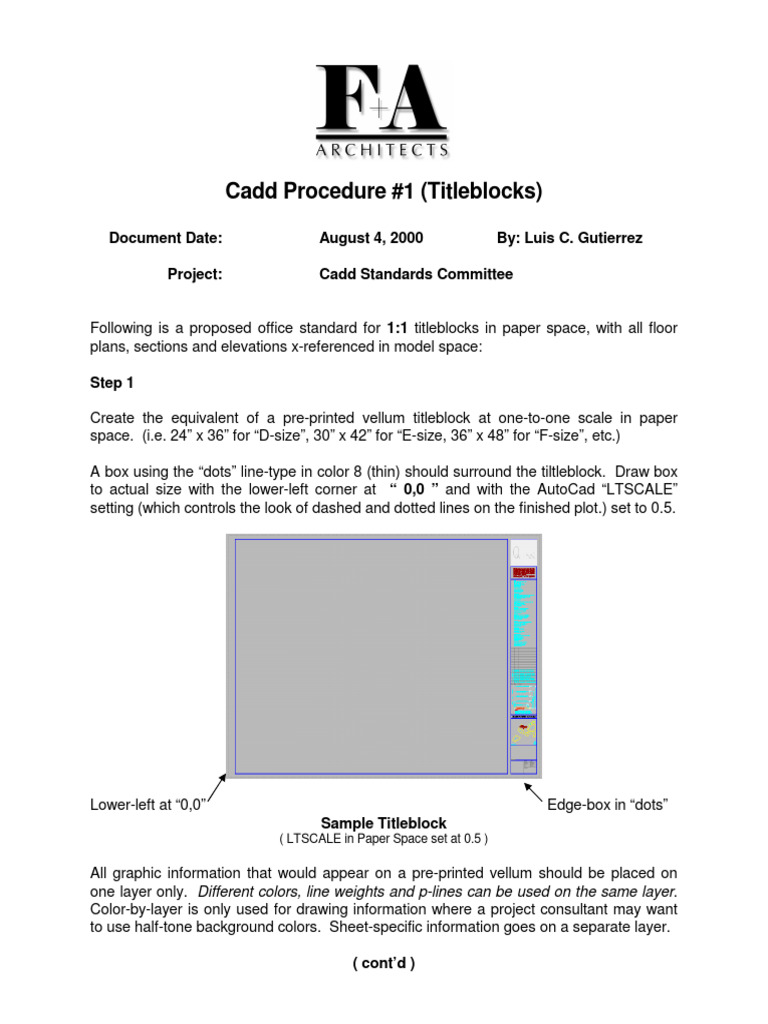 Spec - ApF+a Architects - Cadd Procedure-01 (Titleblocks) | PDF | Computing