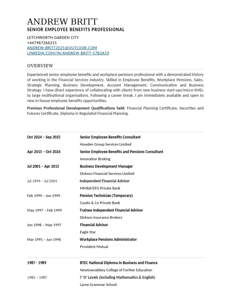 Andrew Britt CV 2026 | PDF
