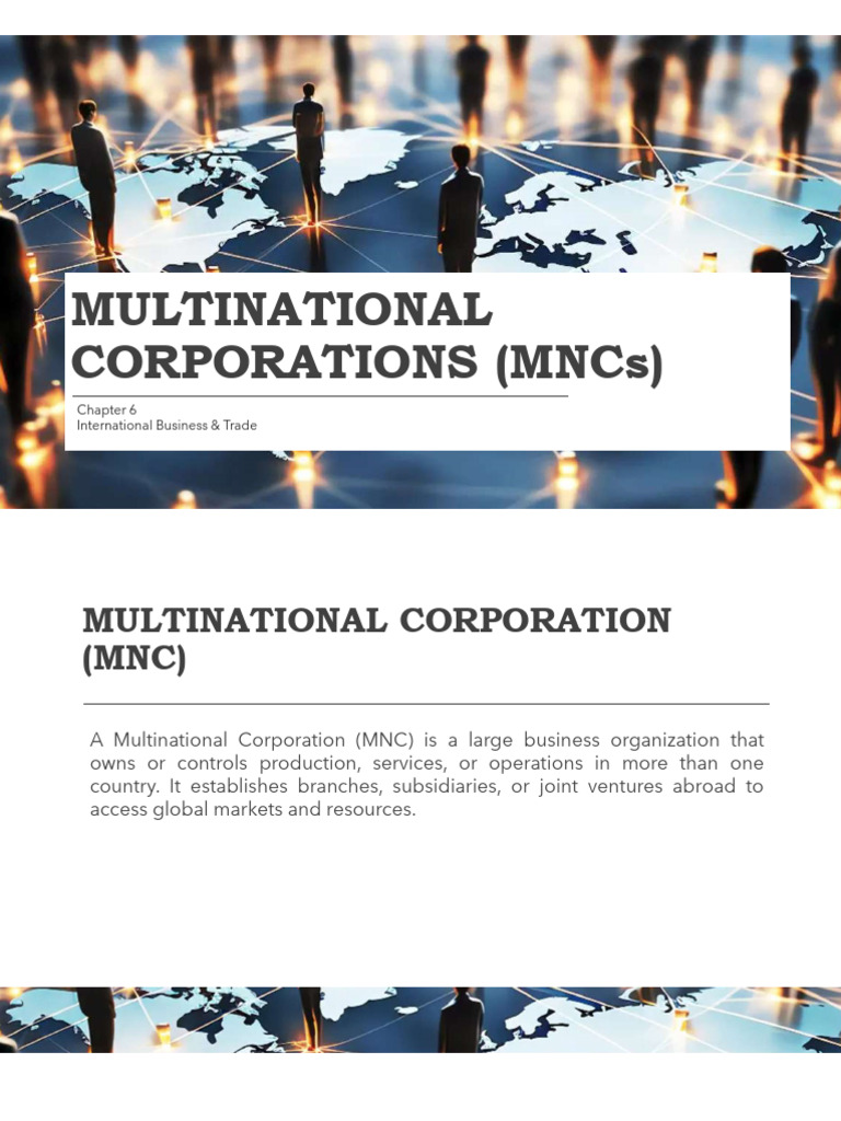 Chapter 6 Multinational Corporations (MNCS) | PDF | Multinational ...