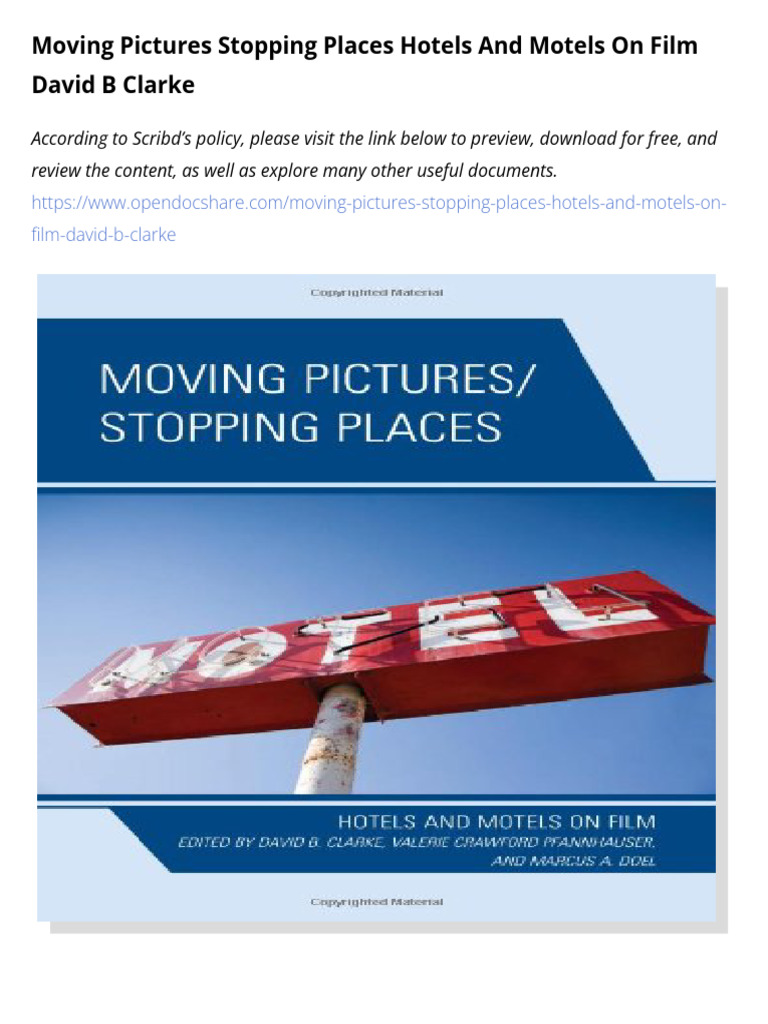 Moving Pictures Stopping Places Hotels And Motels On Film David B ...