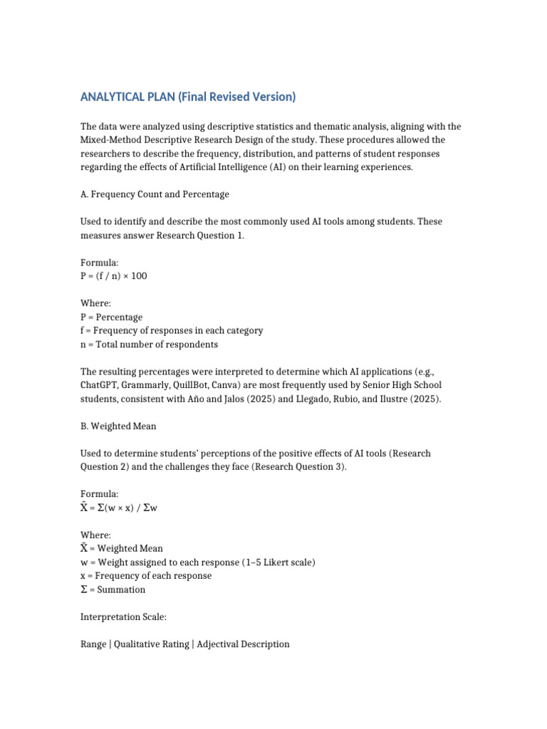 Analytical Plan Revised | PDF | Quantitative Research | Artificial ...