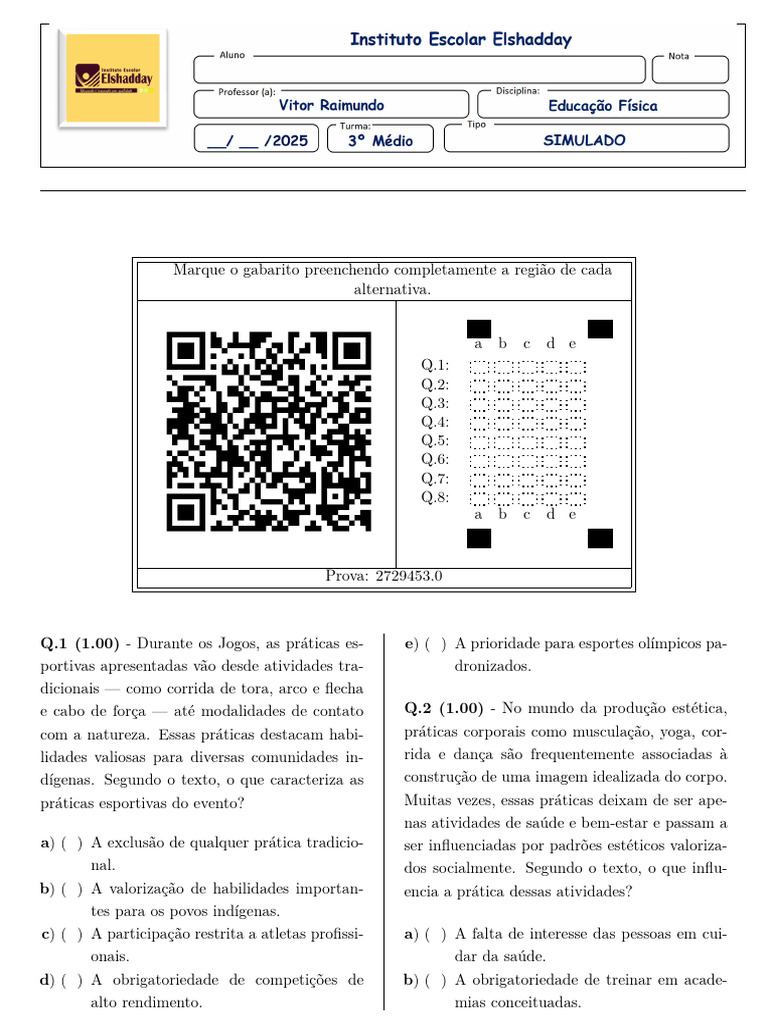 Exam-2729453 3º Médio - Vitor Silva | PDF | Obesidade | Estética