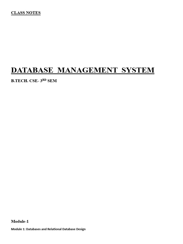 module-1_Class notes_DBMS very nice and helpful | PDF | Databases ...