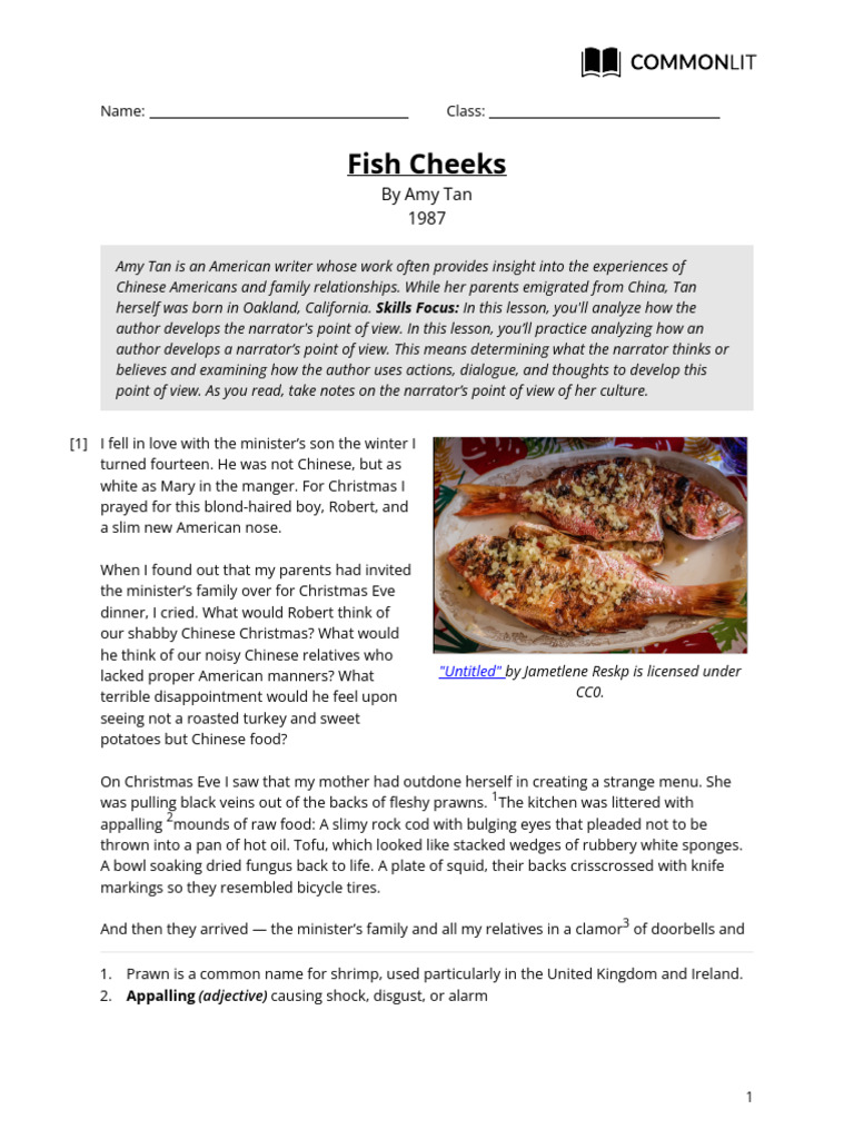 Fish Cheeks Amy Tan | PDF | Shame | Food And Drink