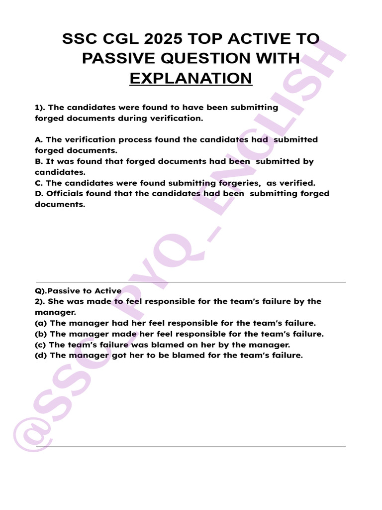 Ssc Cgl 2025 Most Important Voice Question PDF | PDF