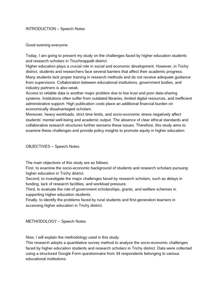 Introduction - Speech Notes | PDF | Economics | Methodology