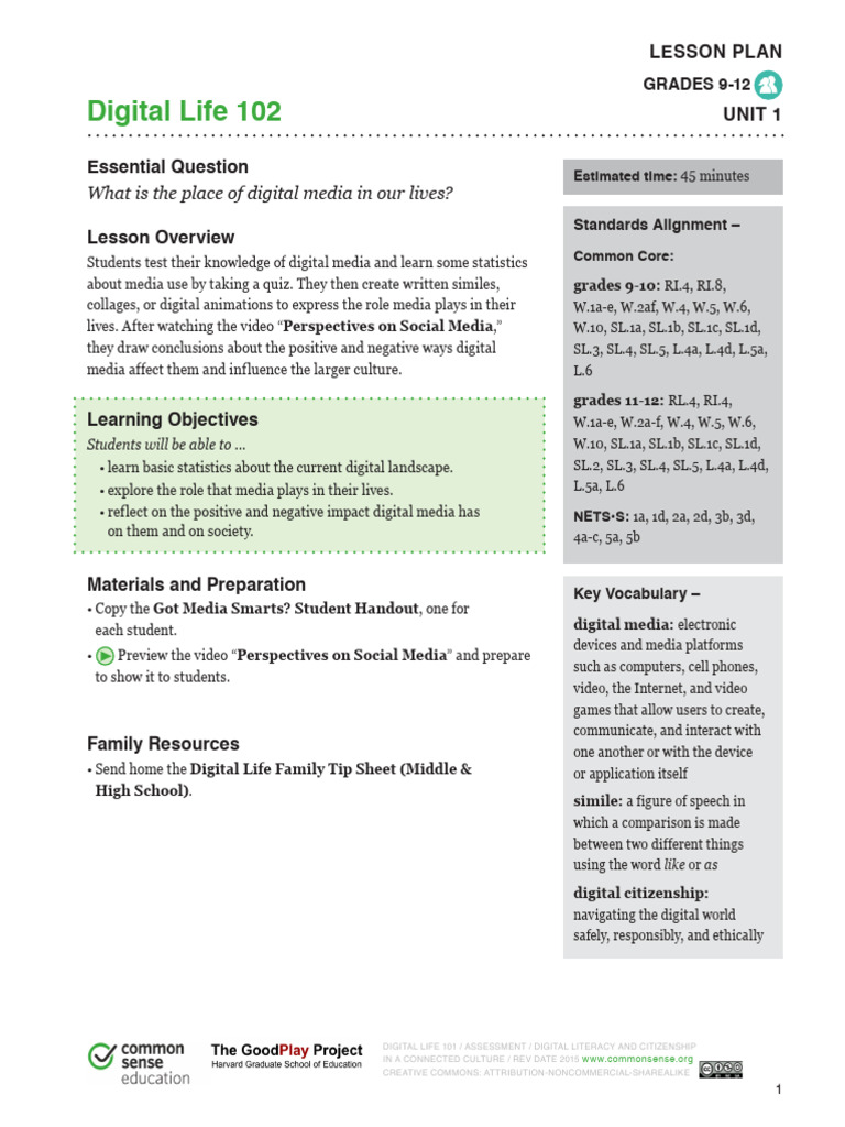 Lesson 2 Day 1 - Digital Life 102 | PDF | Adolescence | Text Messaging