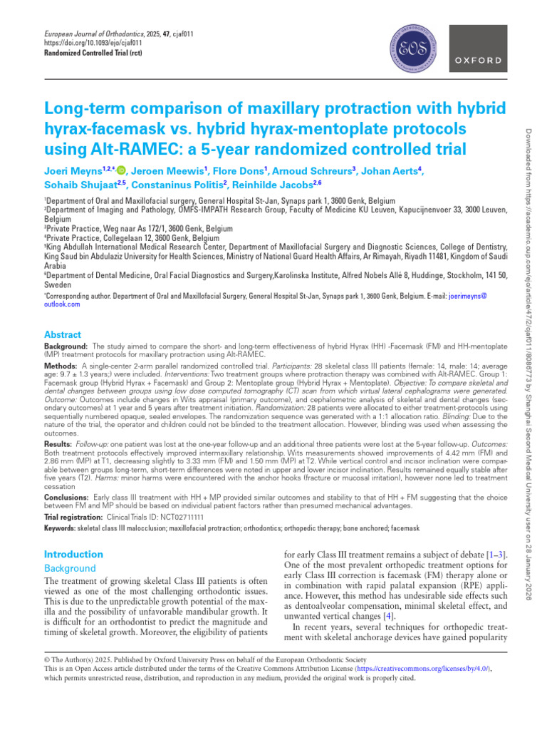 Ejo-交替扩缩alt-ramec Long-term Comparison of Maxillary Protraction With ...