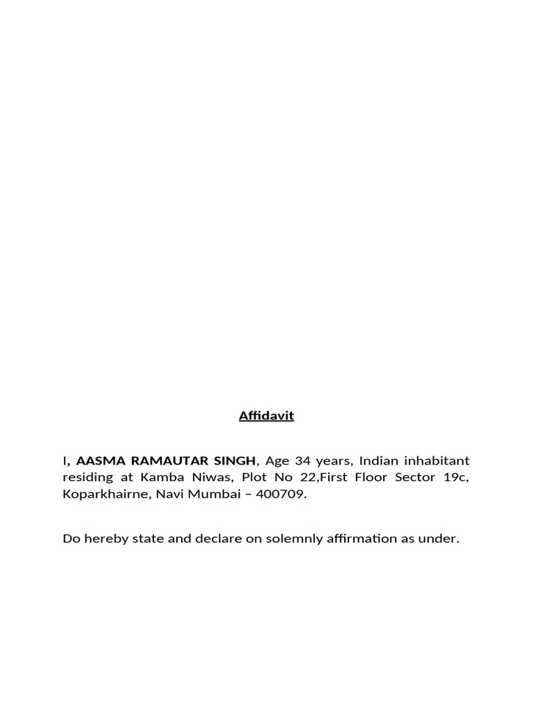 Affidavit Aasma | PDF