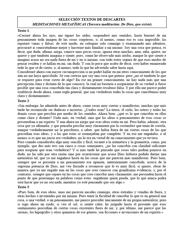 Selec. Textos Descartes | PDF | Dios | René Descartes