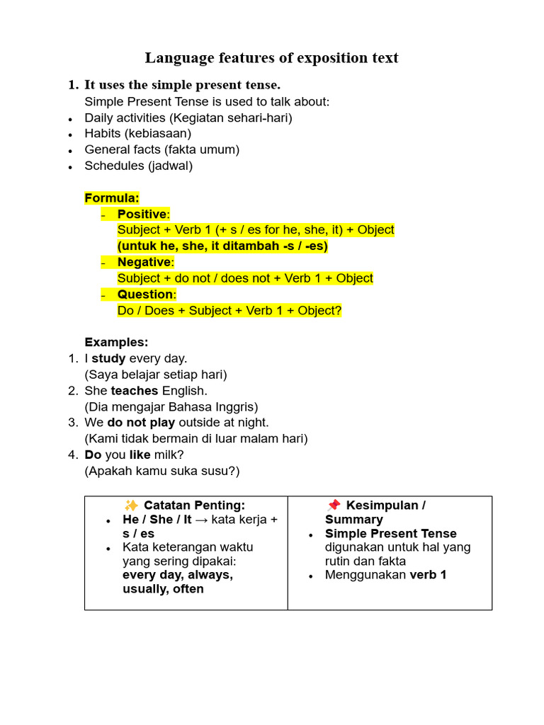 Language Features of Exposition Text | PDF | Subject (Grammar) | Verb