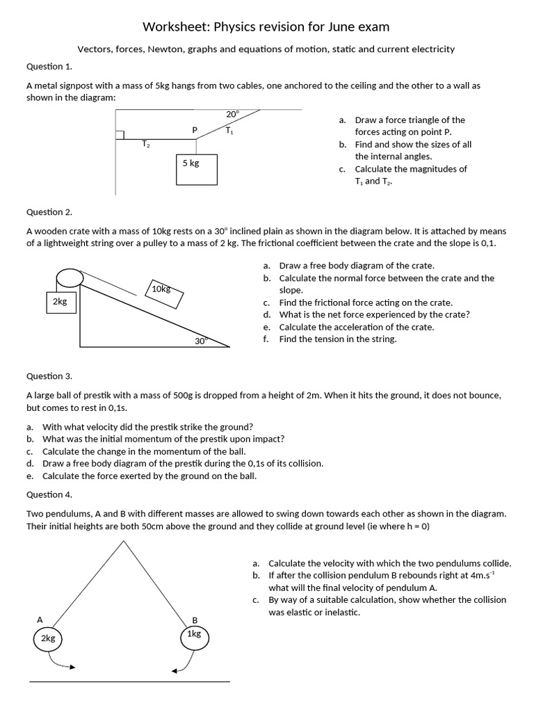 GR 11 June Revision Worksheet IEB | PDF | Force | Momentum