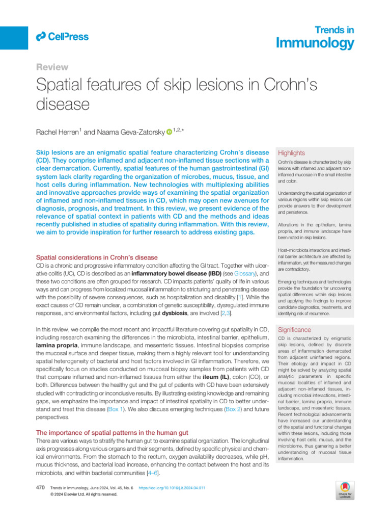Spatial Features of Skip Lesions in Crohn’s Disease | PDF ...