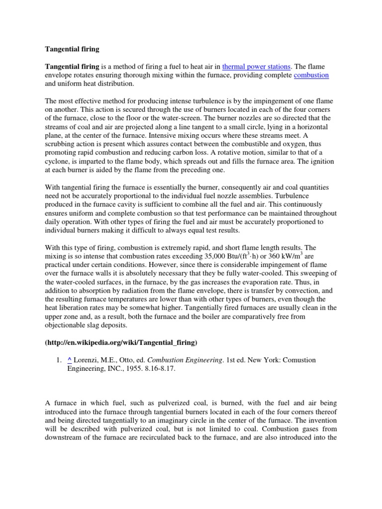 Tangential Firing | PDF | Energy Technology | Energy Conversion
