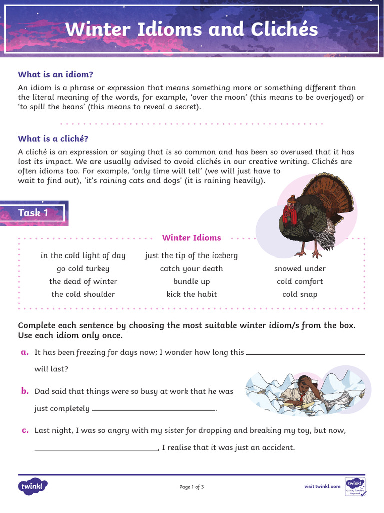 Ni l 1632824982 Winter Idioms and Cliches Activity Sheets Ver 2 | PDF ...