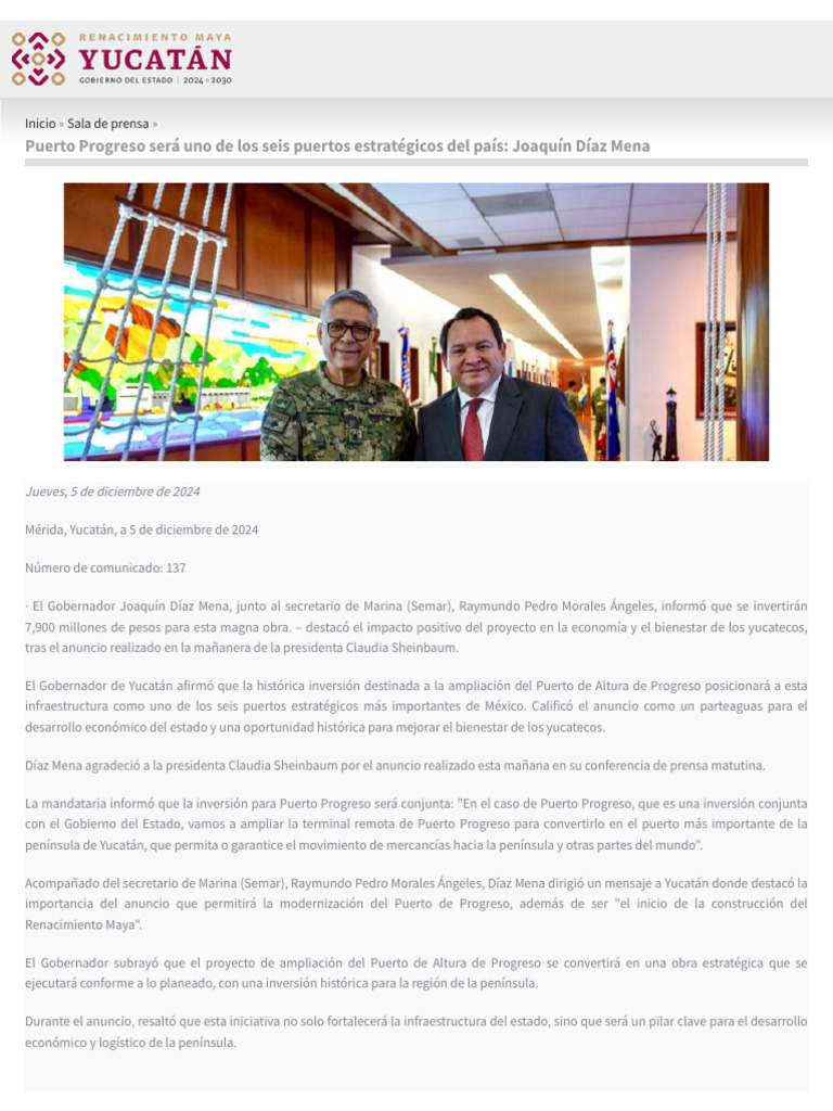 Puerto Progreso será uno de los seis puertos estratégicos del país_ Joaquín Díaz Mena | PDF ...