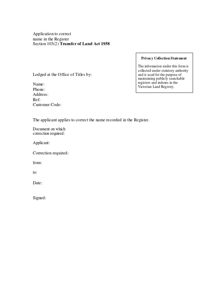 Name Correction Application Form | PDF