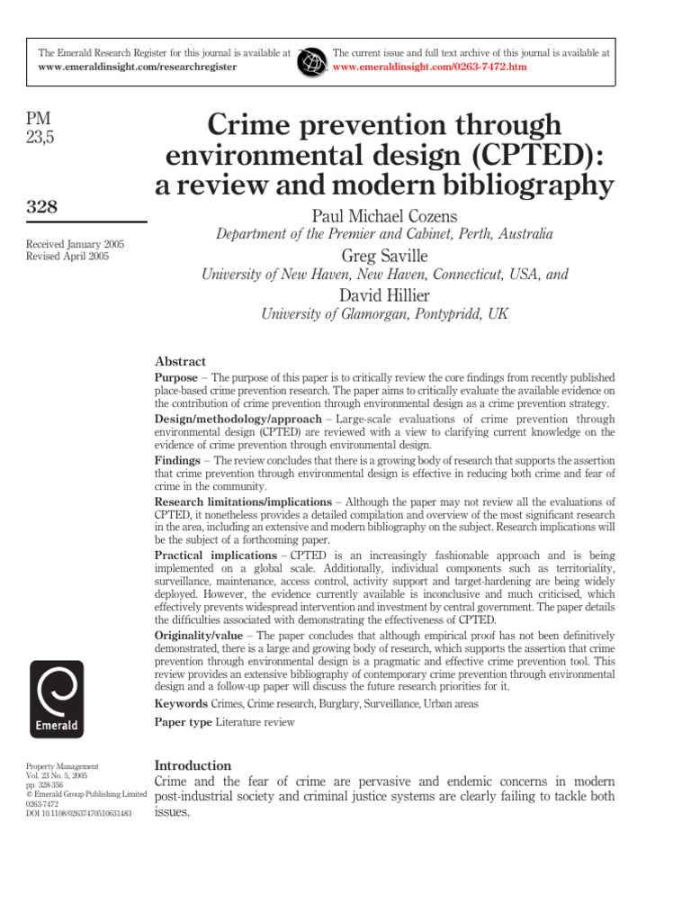 Crime Prevention Through Environmental Design CPTED a Review and Modern ...