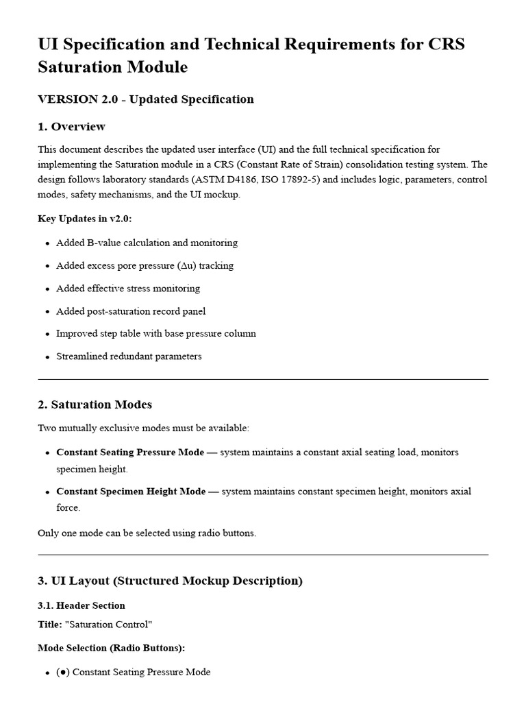 CRS Saturation Module - Updated Specification v2.0 | PDF | Pressure ...