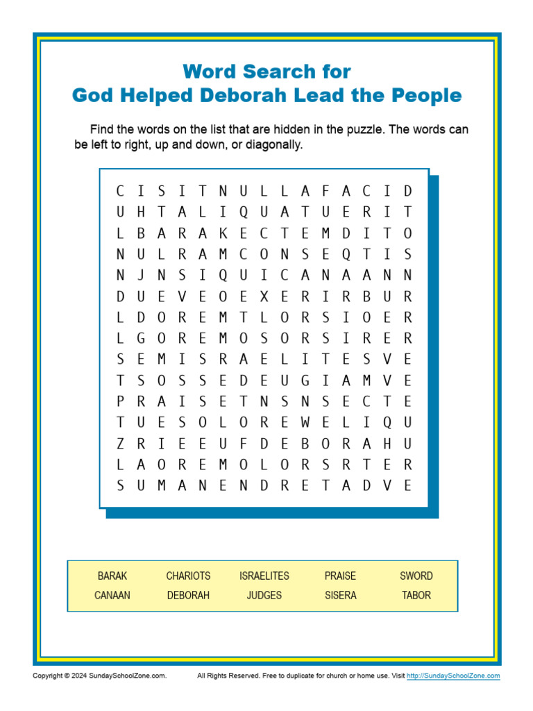 Word Search For God Helped Deborah Lead The People | PDF | Books Of The ...