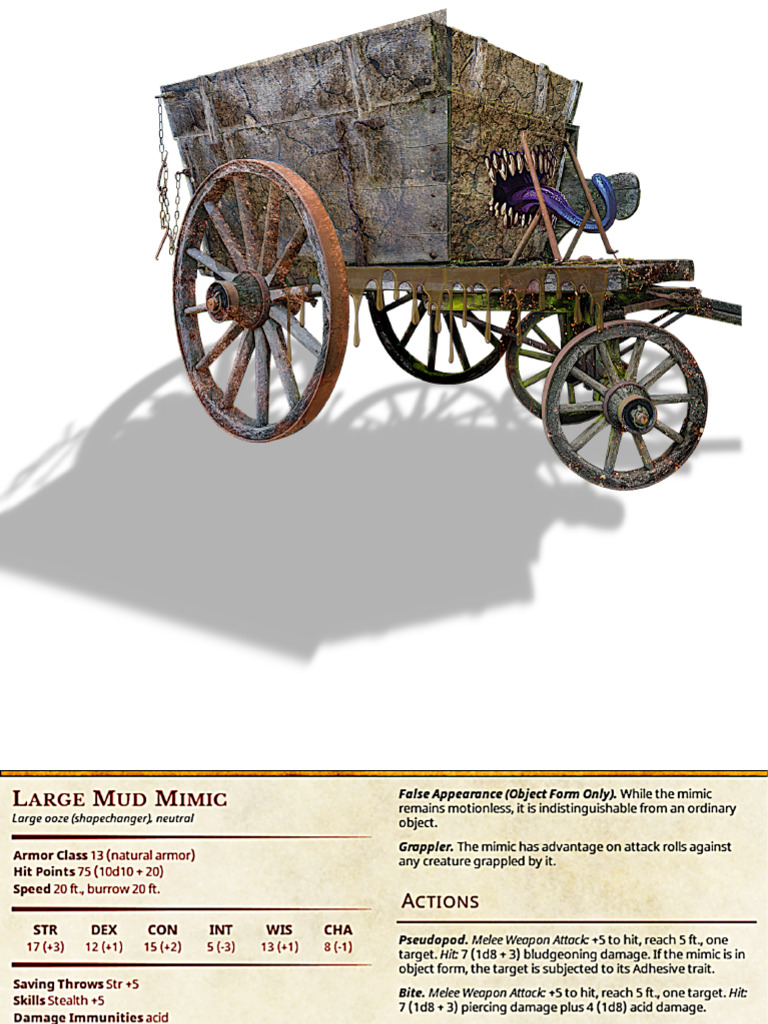 Ooze, Large - Large Mud Mimic 5e | PDF