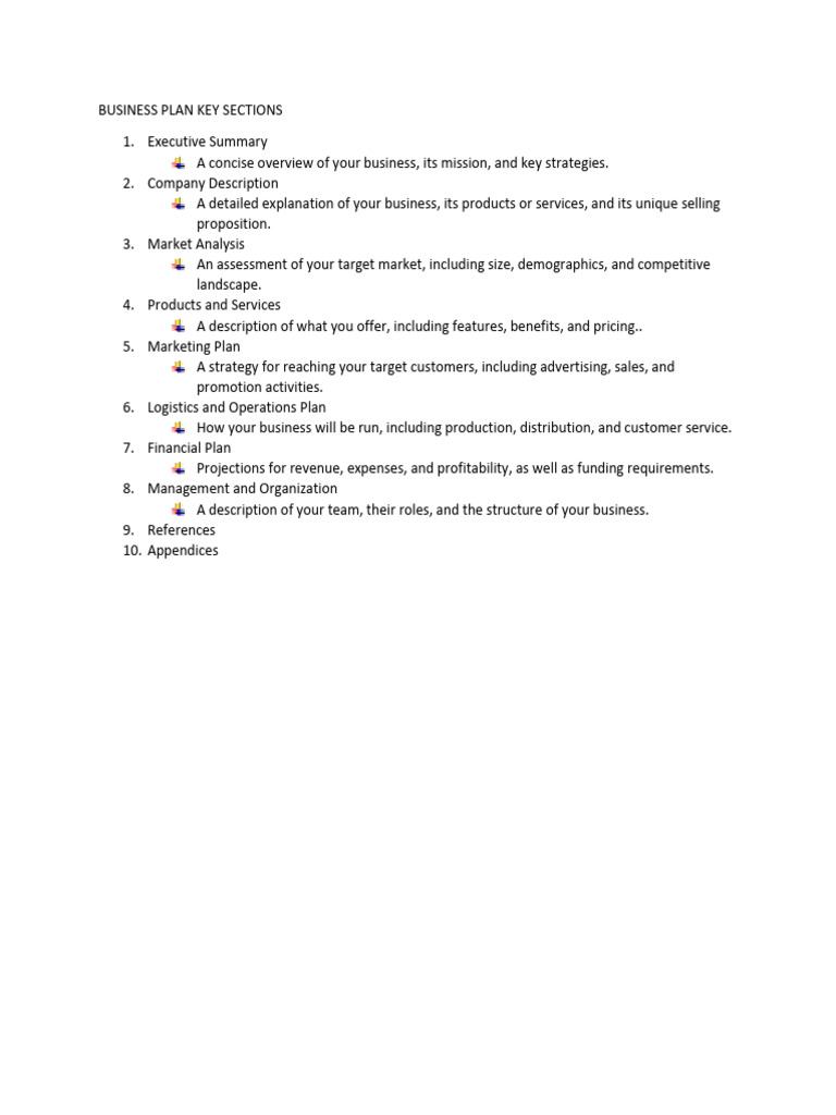 Business Plan Key Sections_072609 | PDF