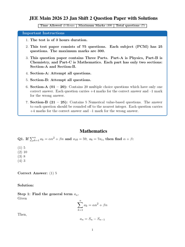 JEE_Main_2026_Jan_23_Shift_2_Question_Paper ...