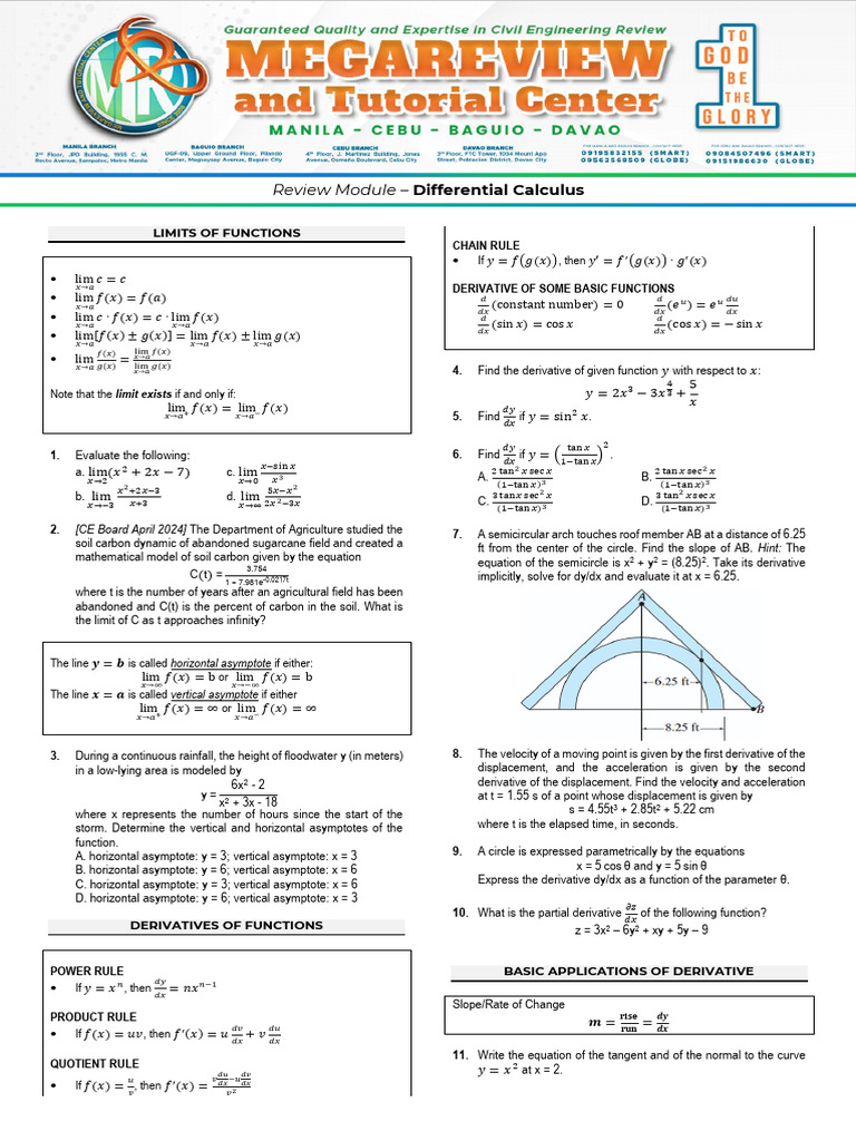 Review Module 05 - Differential Calculus | PDF | Asymptote | Derivative