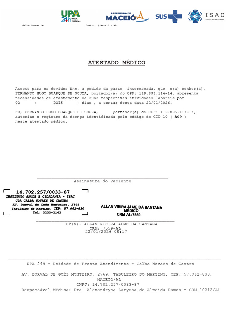 Atestado Fernando Hugo | PDF