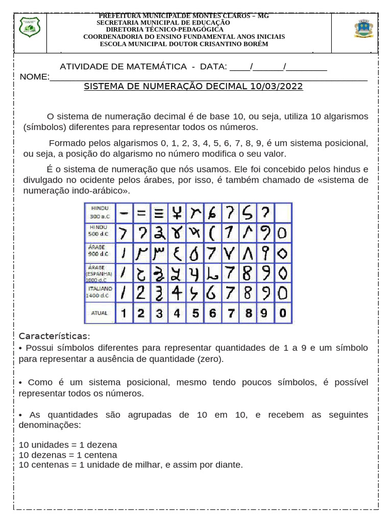 Sistema de Numeração Decimal | PDF | Decimal | Lexicologia