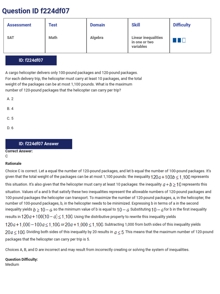 Linear Inequalities 2 Answer Key | PDF | Inequality (Mathematics) | Sat