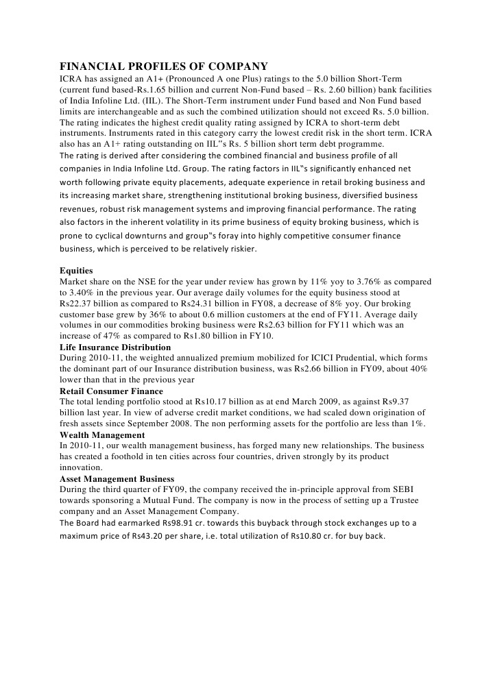 Financial Profile | PDF | Credit (Finance) | Stocks