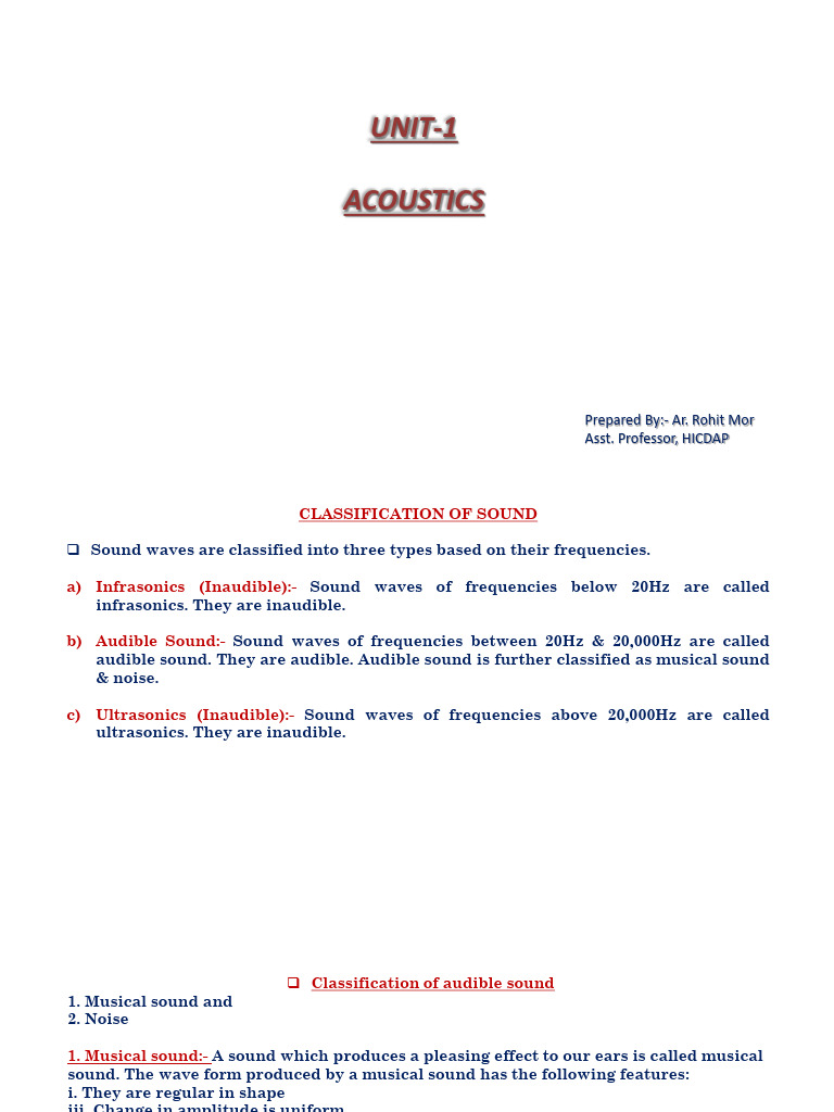 Acoustical Law & Defects | PDF | Sound | Acoustics