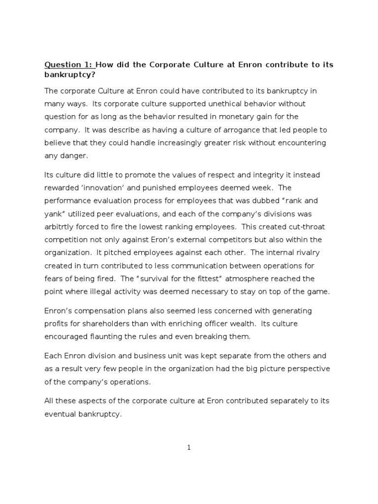Enron's Corporate Culture and Ethics Failures | PDF | Enron | Accounting