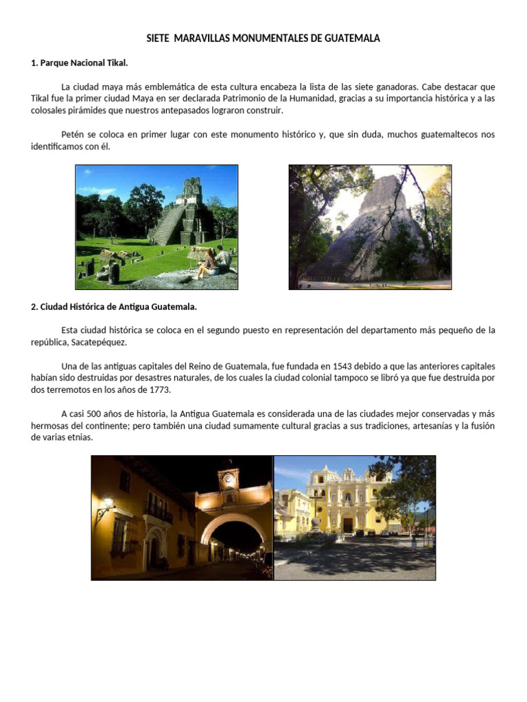 Siete Maravillas Monumentales de Guatemala | PDF | Guatemala
