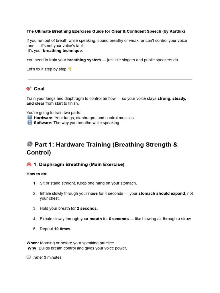 Breathing Exercises | PDF | Breathing | Exhalation